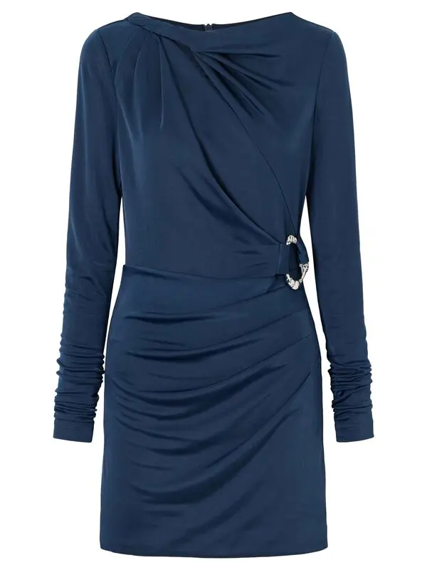 Rebecca Vallance Kiana Embellished Gathered Stretch Mini Dress - Teal