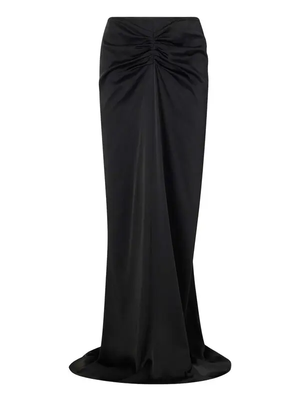 Victoria Beckham Isabella Gathered Satin Maxi Skirt - Black