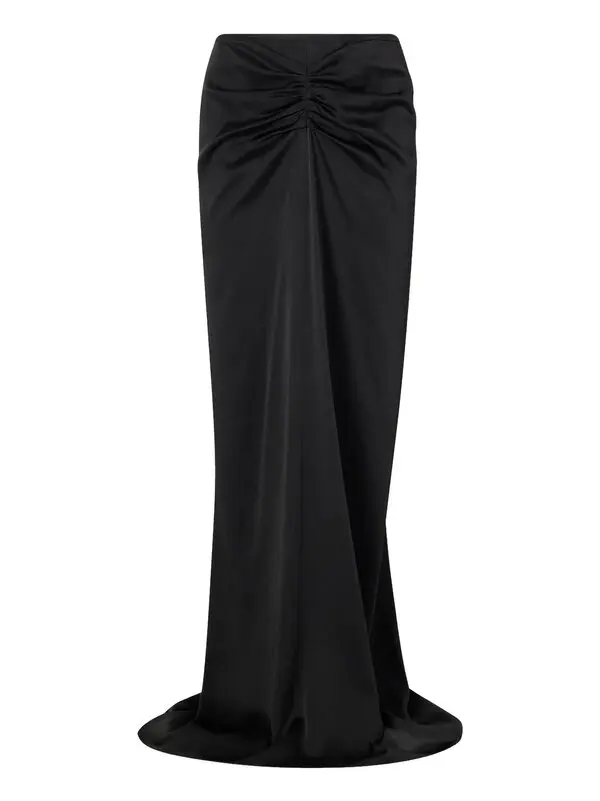 Victoria Beckham Isabella Gathered Satin Maxi Skirt - Black