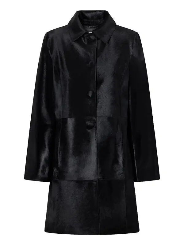 Nour Hammour Stella Paneled Calf Hair Coat - Black