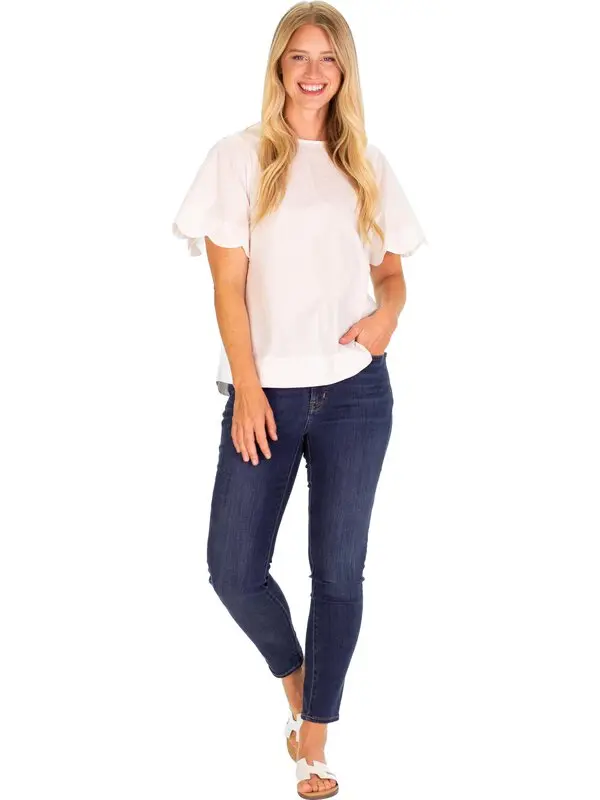 DUFFIELD LANE The Feye Flutter Sleeve - White Stretch