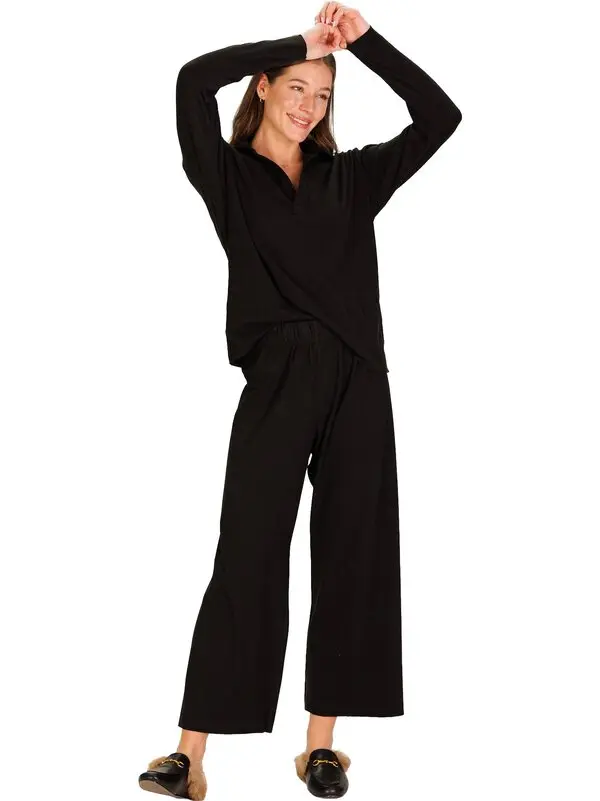 DUFFIELD LANE Supersoft Cropped Peri Pant - Black
