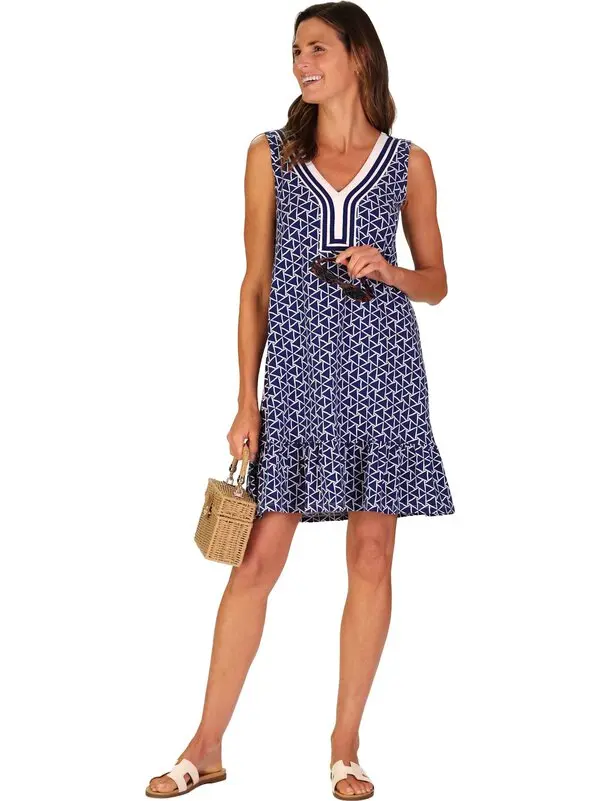 DUFFIELD LANE Daisy Dress - Navy Flags