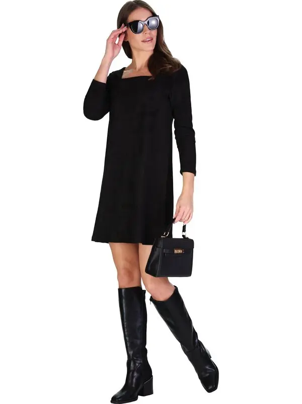 DUFFIELD LANE Suede Erin Dress - Black