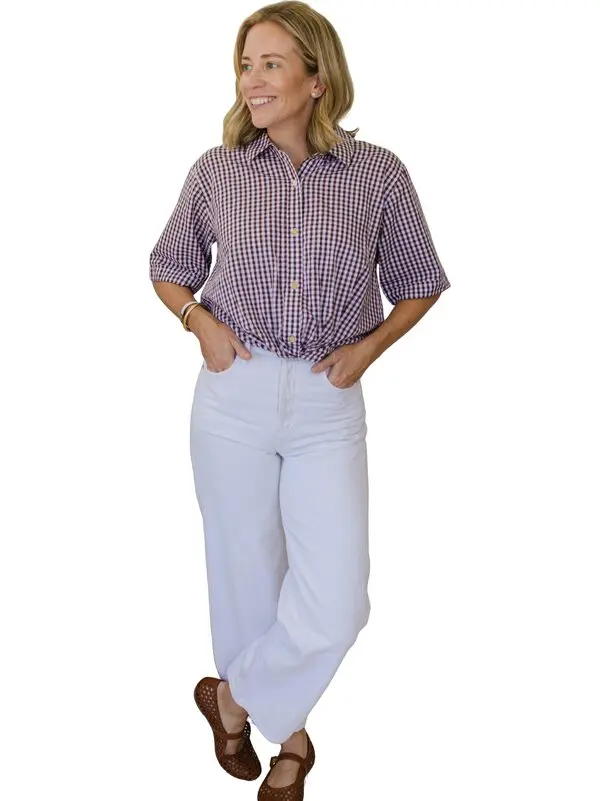DUFFIELD LANE Livvy Top - Brown Gingham