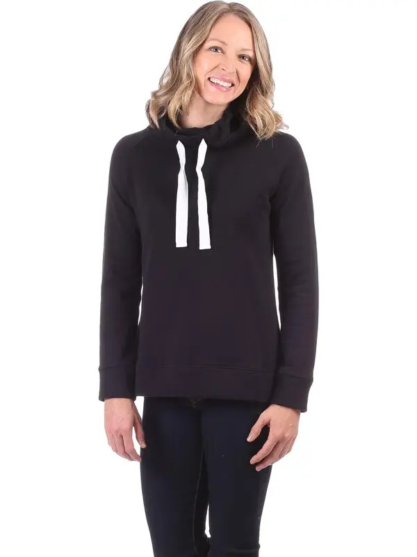 DUFFIELD LANE Finley Funnel Neck Sweatshirt - Black