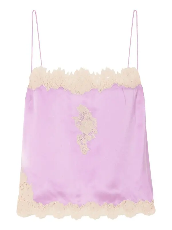 DÔEN Avelaine Lace-trimmed Silk-satin Camisole - Pink