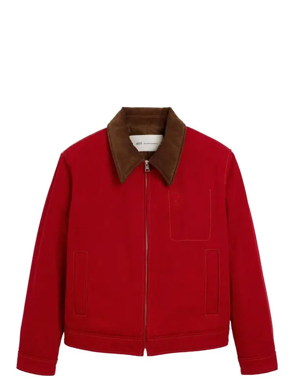 AMI Paris Zip-up Padded Jacket - Ruby Red