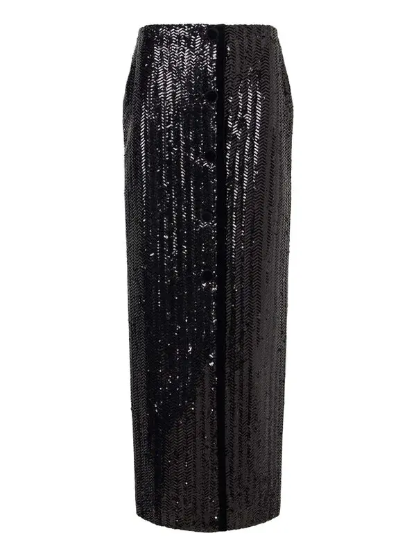 BLAZÉ MILANO All About You Malaya Sequin-embellished Midi Skirt - Black
