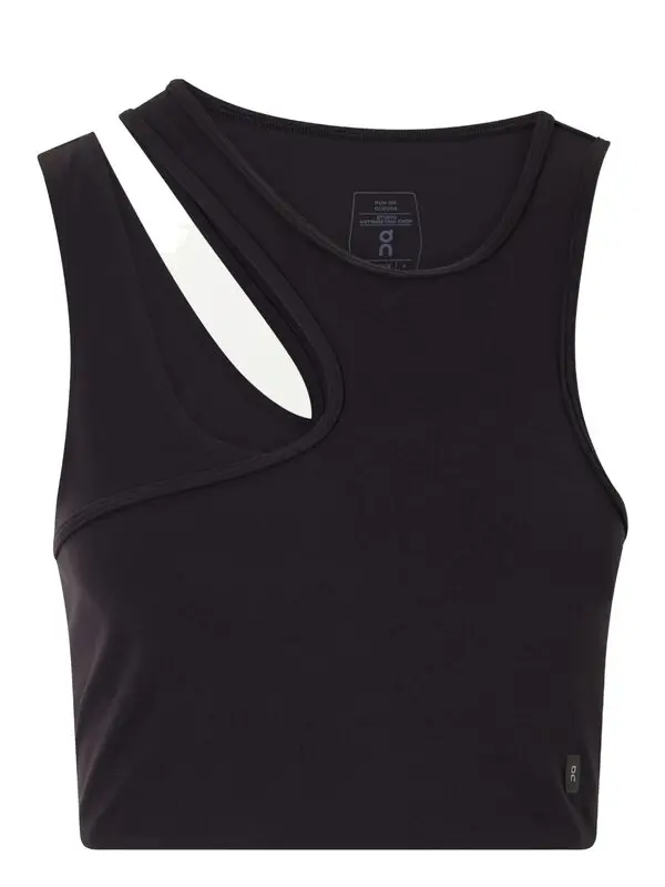 On Cutout Cropped Sports Tank Top - Black