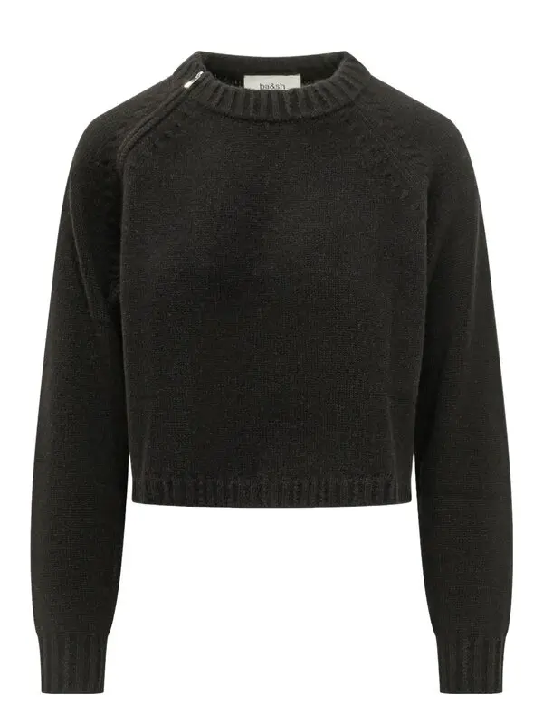 Ba&sh Corvy Cropped Knitted Sweater - Black
