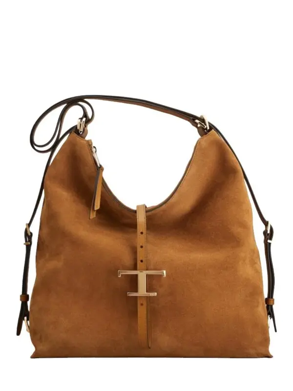 TOD'S T Timeless Suede Tote Bag - Brown