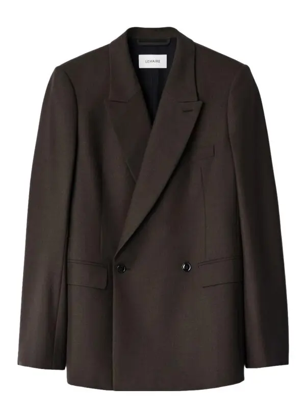 LEMAIRE Double-breasted Tailored Jacket In Tropical Wool Blend - Moss