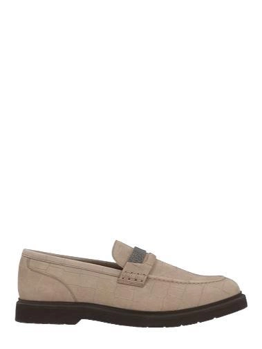 Brunello Cucinelli Crocembossed Loafers - Grey