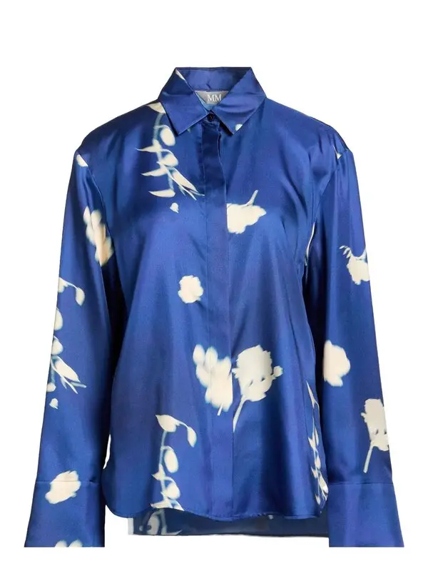 Max Mara Floral-print Silk Shirts - Blue