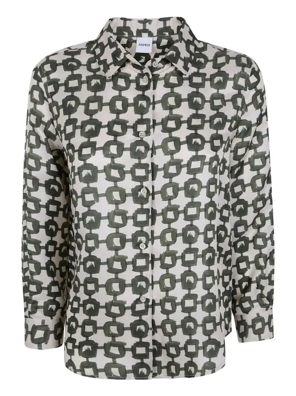 Aspesi Geometric Print Shirt - Black