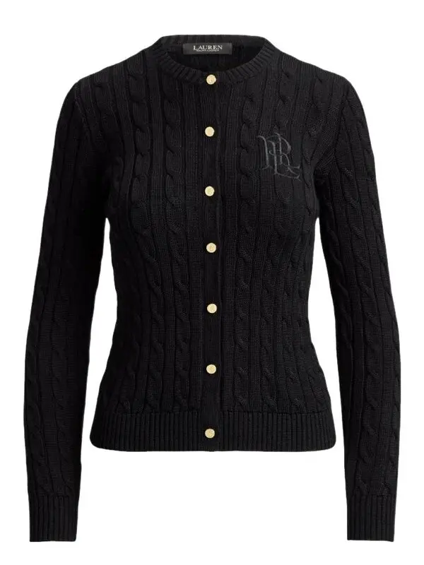 Polo Ralph Lauren Long-sleeved Knitted Cardigan With Embroidered Logo - Black