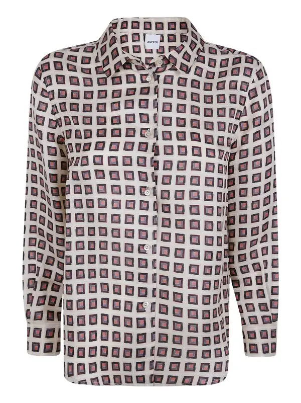 Aspesi Geometric Print Button-up Shirt - Gray