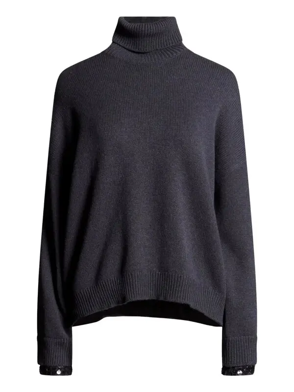 Brunello Cucinelli Solidcolor Knit Turtleneck Sweater - Blue