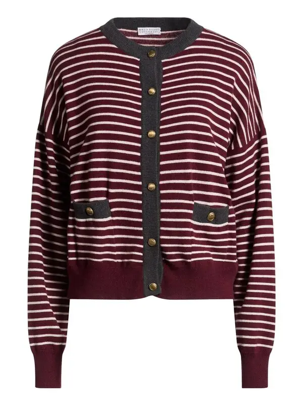 Brunello Cucinelli Striped Knit Sweater - Wine Red