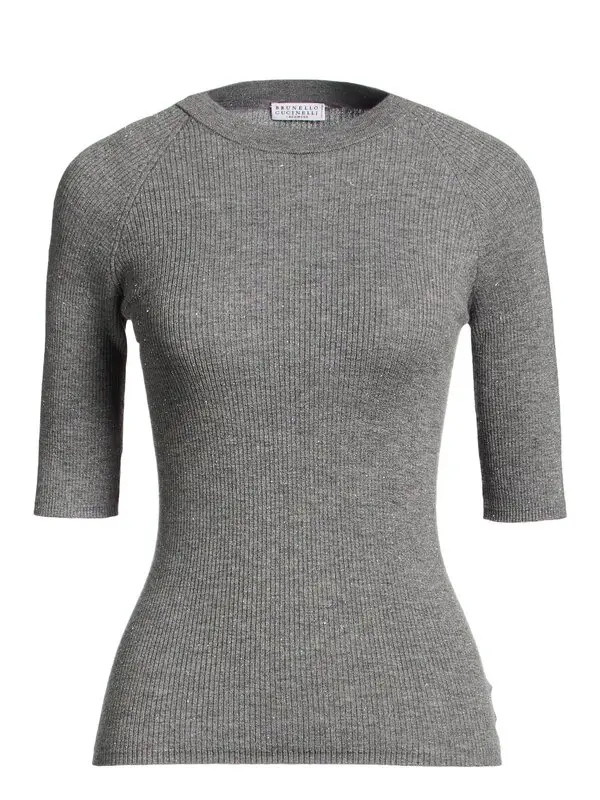 Brunello Cucinelli Metallicfinish Knit Sweater - Grey