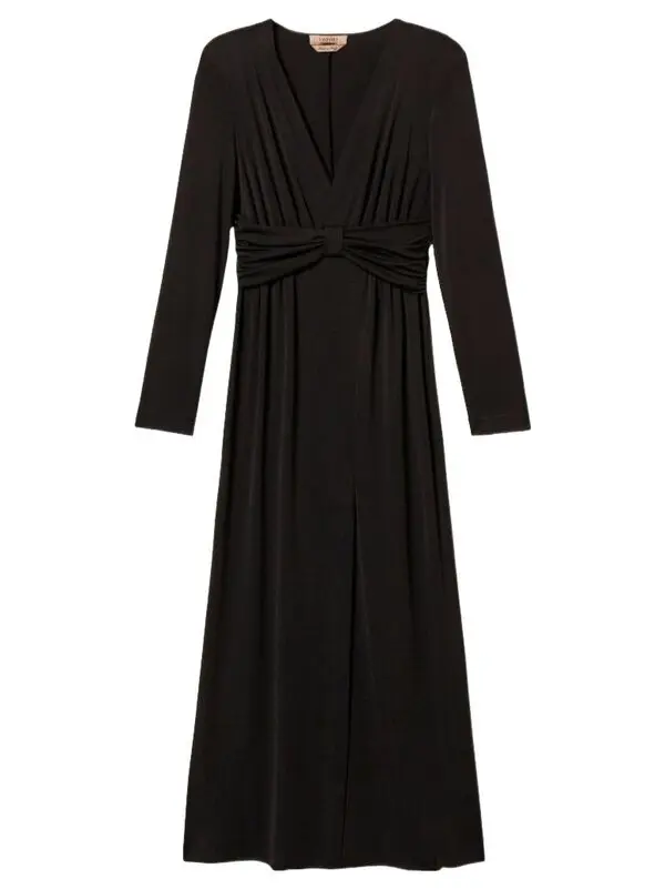 TWINSET Draped Long-sleeve Dress - Black