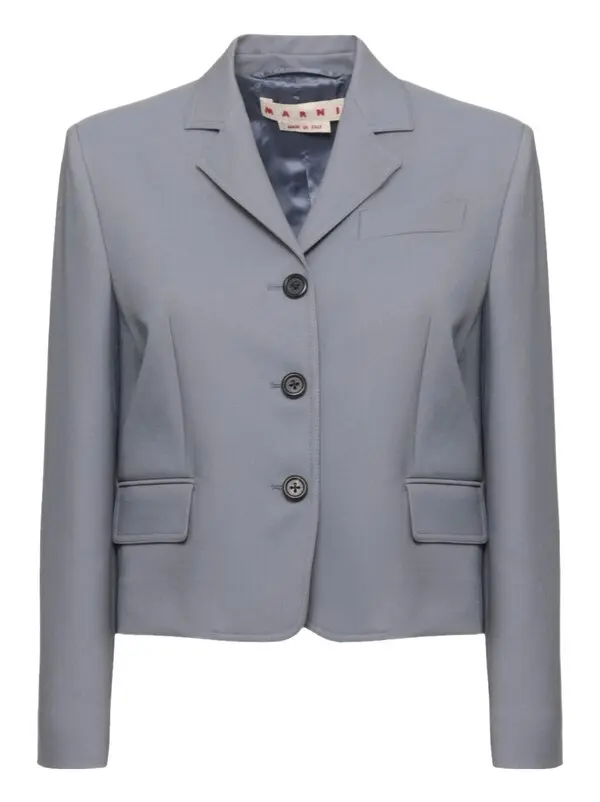 Marni Single-breasted Cropped Blazer - Blue