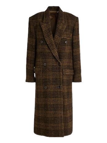 Isabel Marant Étoile Plaid Doublebreasted Long Coat - Black
