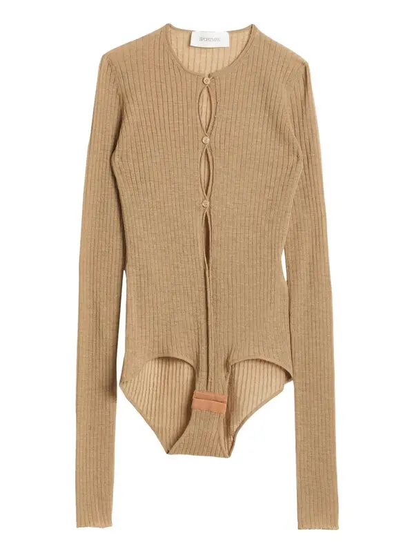 Sportmax Lightweight Knit Bodysuit - Camel