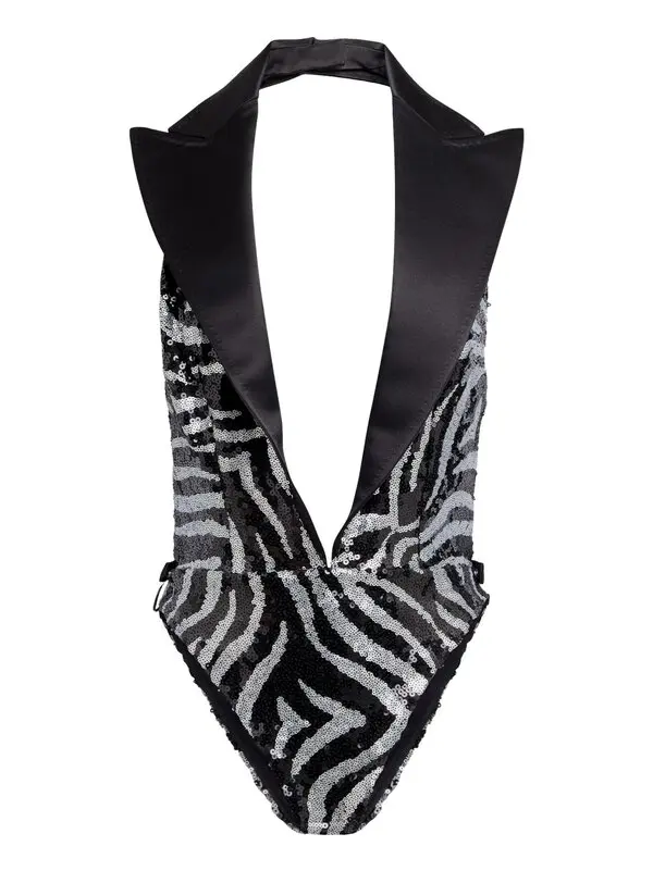 Dolce & Gabbana Two-tone Satin Sleeveless Top - Black
