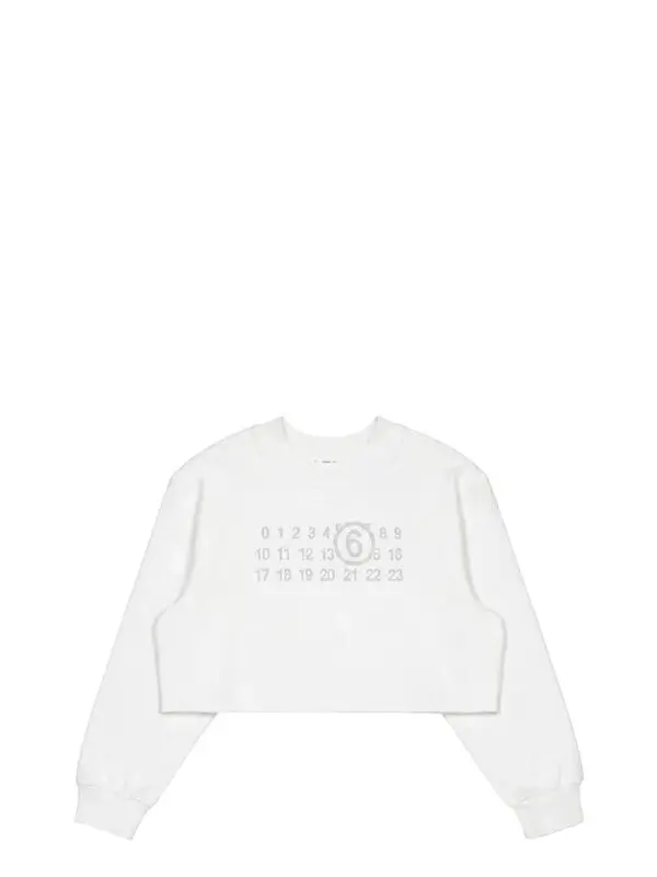 MAISON MARGIELA Numbers-embellished Cropped Sweatshirt - White