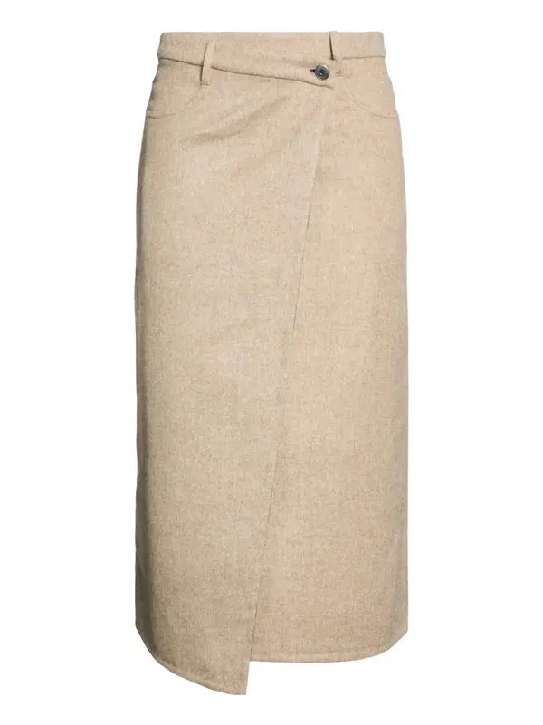 Brunello Cucinelli Flannel Midi Skirt - Sand