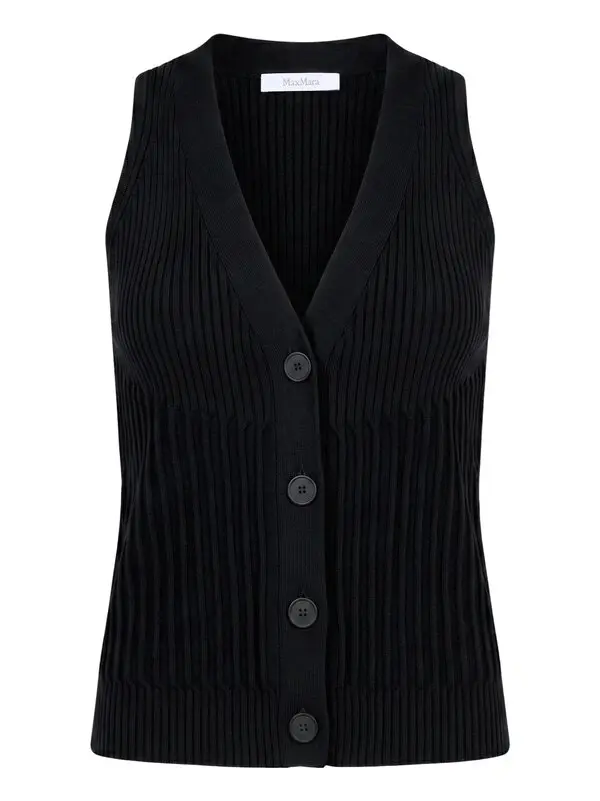 Max Mara Sleeveless Knit Cardigan - Black