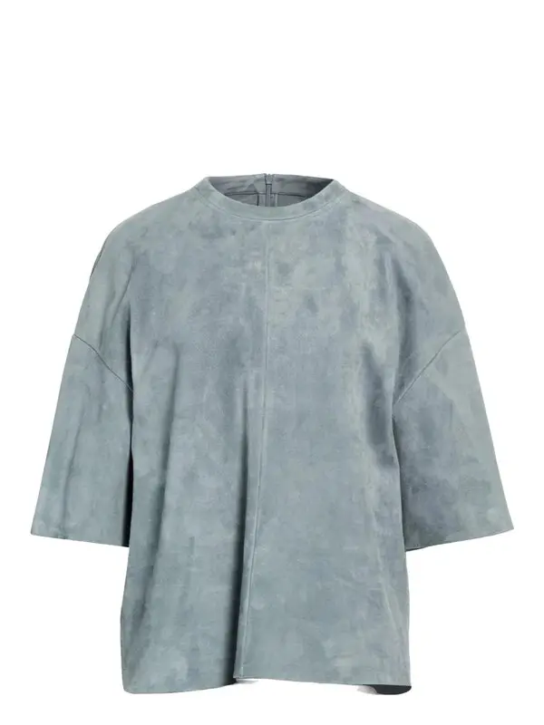 Max Mara Minimalist Suede Short-sleeve Top - Gray