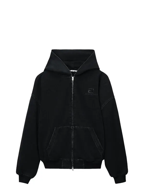 Alexander Wang Brushed Denim Oversized Hoodie - Black