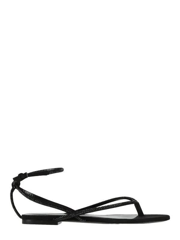Saint Laurent Crystal Flipflops - Black