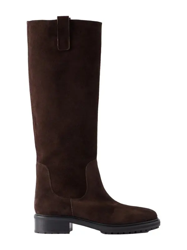 AeydĒ Solid Suede Knee Boots - Black