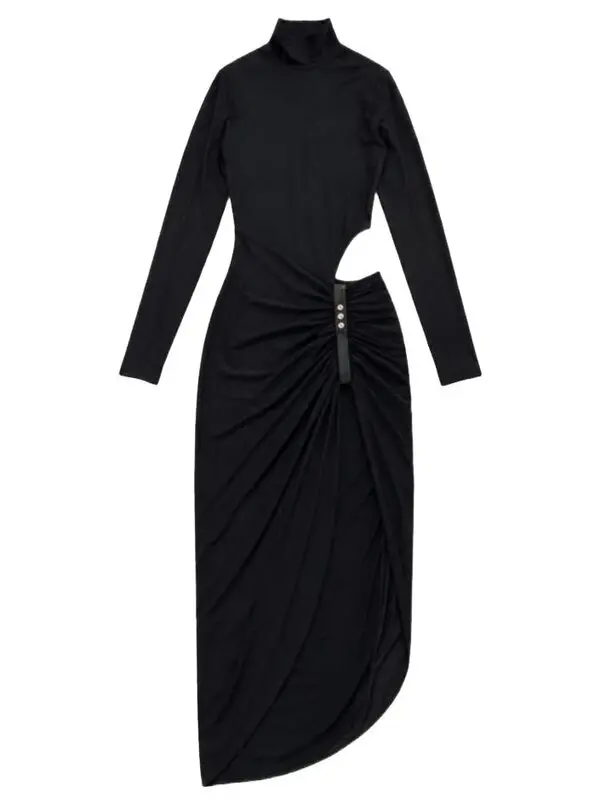 AMAZUIN Cut-out Asymmetrical Maxi Dress - Black