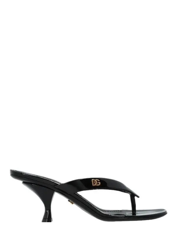 Dolce & Gabbana Patent Leather Thong Sandals - Black