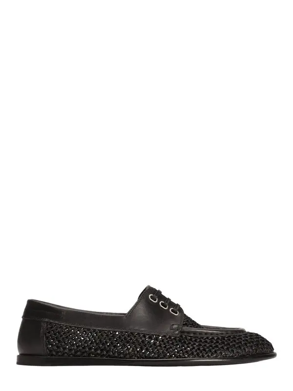 Dolce & Gabbana Derby Shoes In Raffia - Black