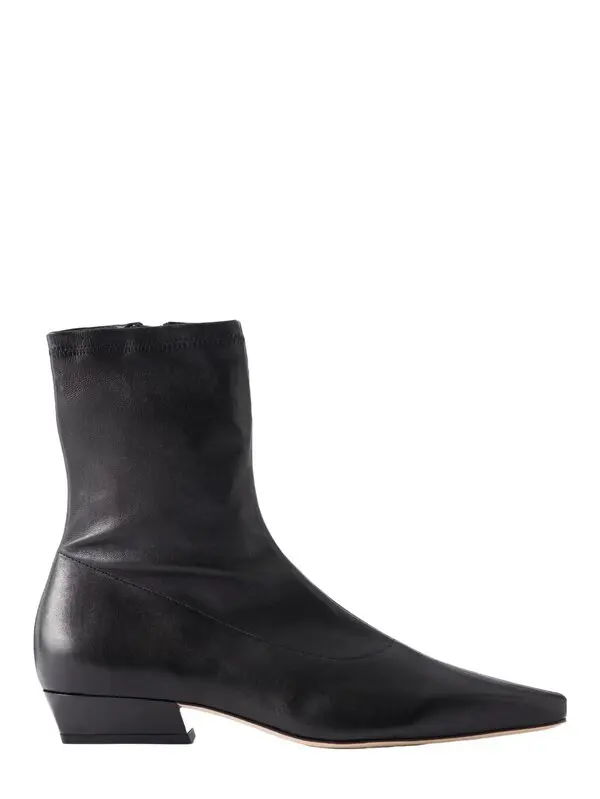 Staud Solid Leather Ankle Boots - Black
