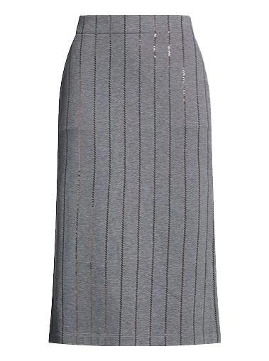Brunello Cucinelli Striped Midi Skirt - Grey