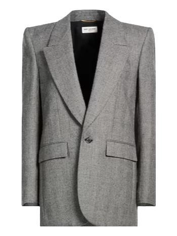 Saint Laurent Plaid Blazer - Grey