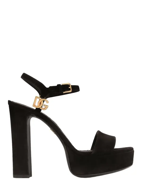 Dolce & Gabbana Suede Platform Sandals - Black
