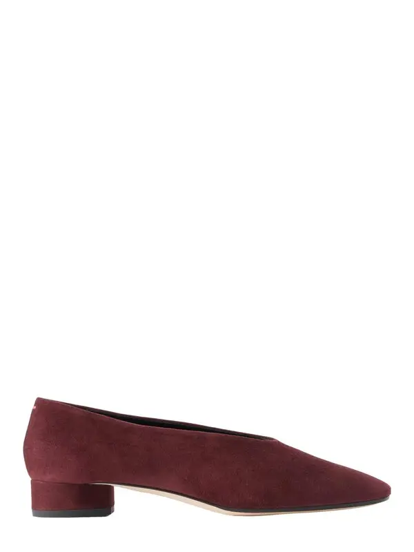 AeydĒ Solid Color Suede Ballet Flats - Red