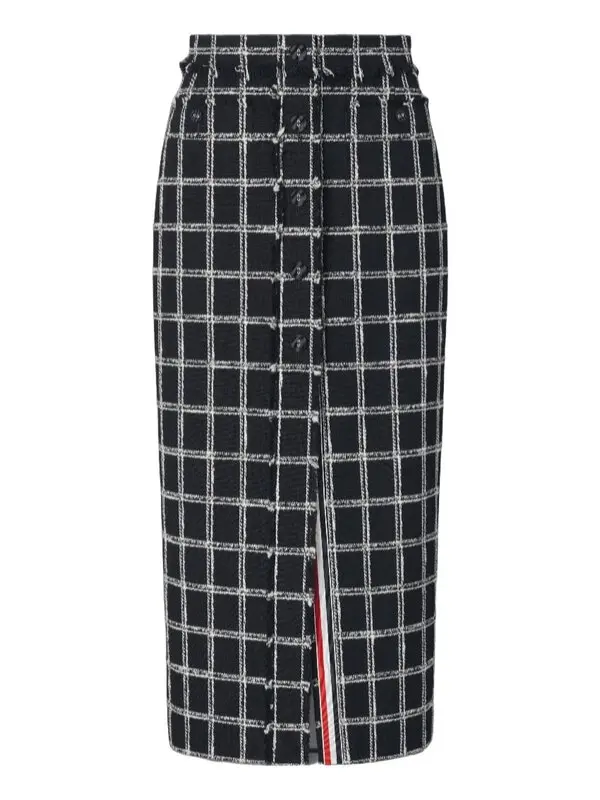 Thom Browne Windowpane Houndstooth Tweed Skirt - Black
