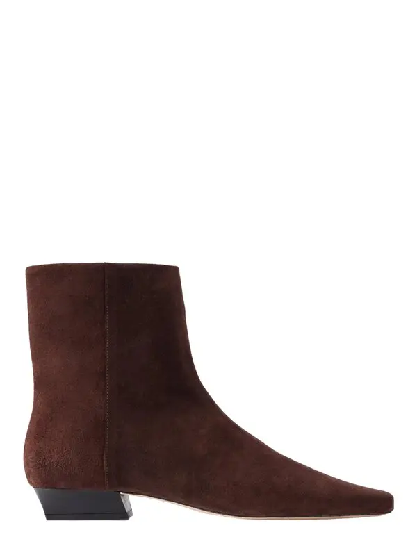 Staud Solid Color Suede Ankle Boots - Black