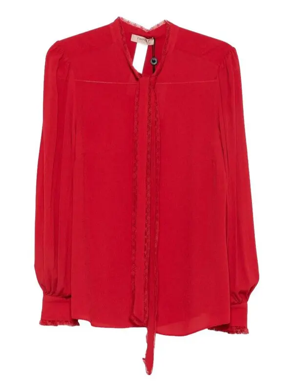 TWINSET Lace-trim Pussy-bow Blouse - Red