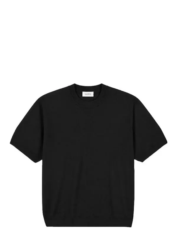 LANEUS Short-sleeved Knitted Top - Black
