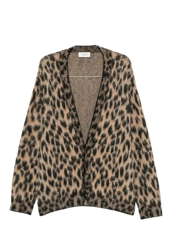 LANEUS Leopard-print Knit Cardigan - Multicolor